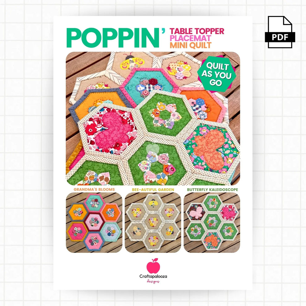 Poppin' Table Topper | Placemat | Mini Quilt: PDF Pattern ...